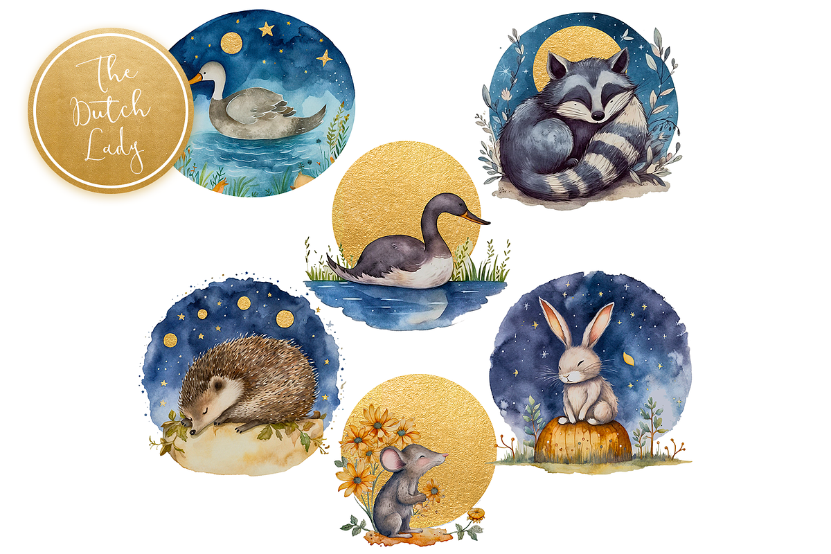 Night Animals Clipart Set