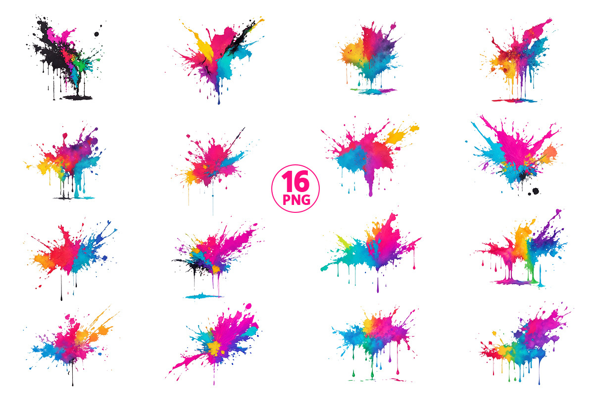 Rainbow paint ink splash PNG | Creative Market