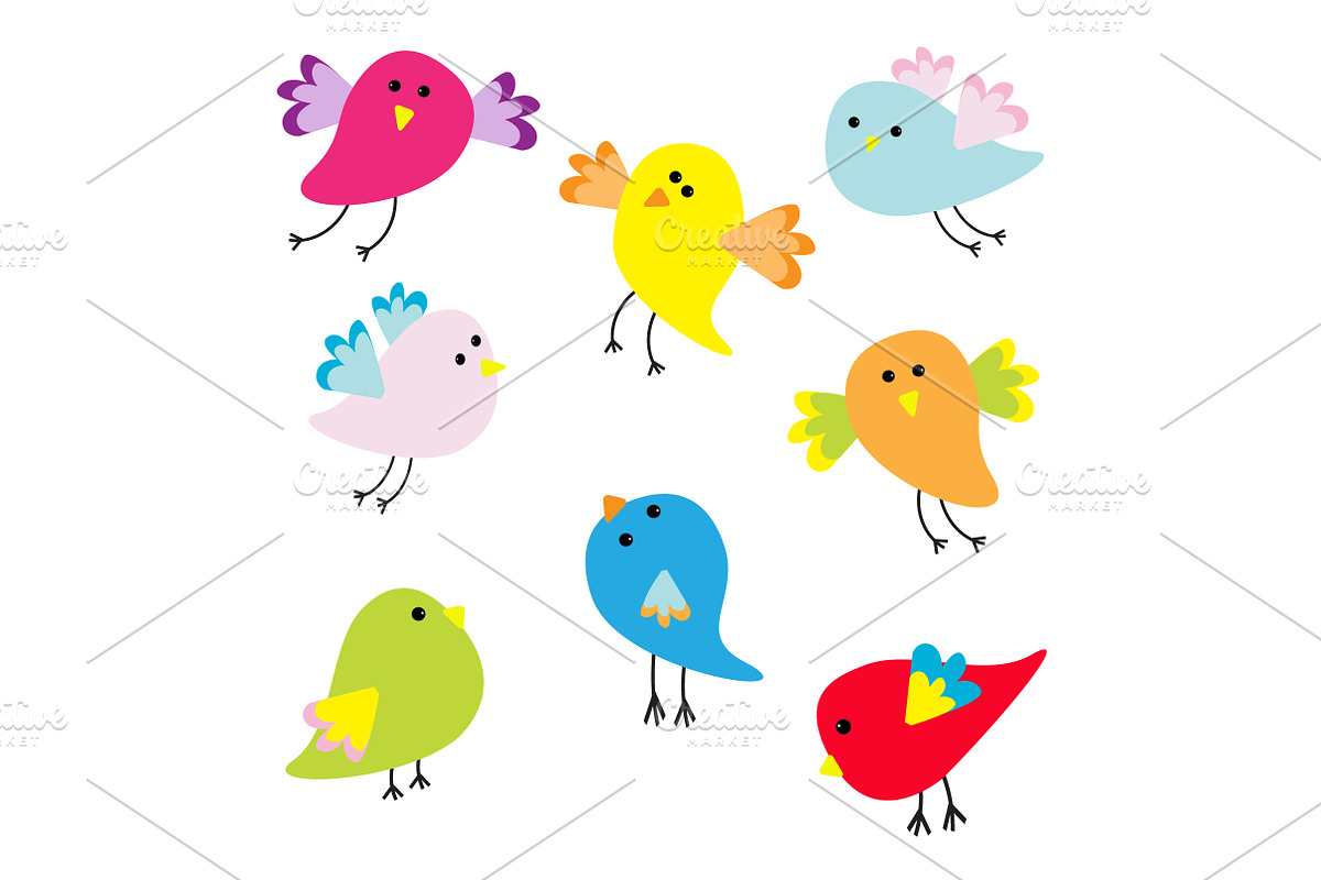 Funny bird set, a Decorative Illustration by Worldofvector