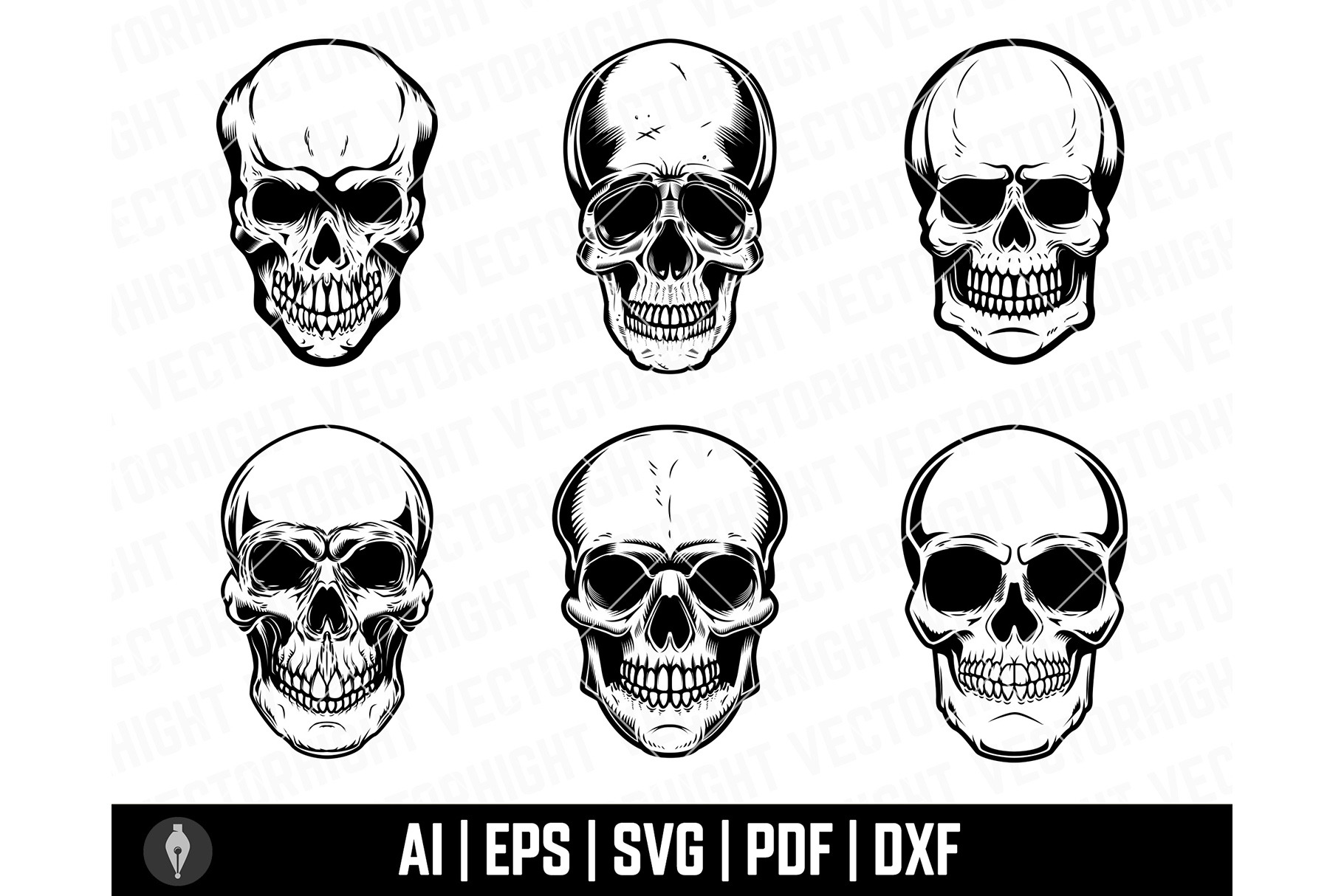 Human skull vector, Cranium svg, ai, an Illustration by Vectorhight