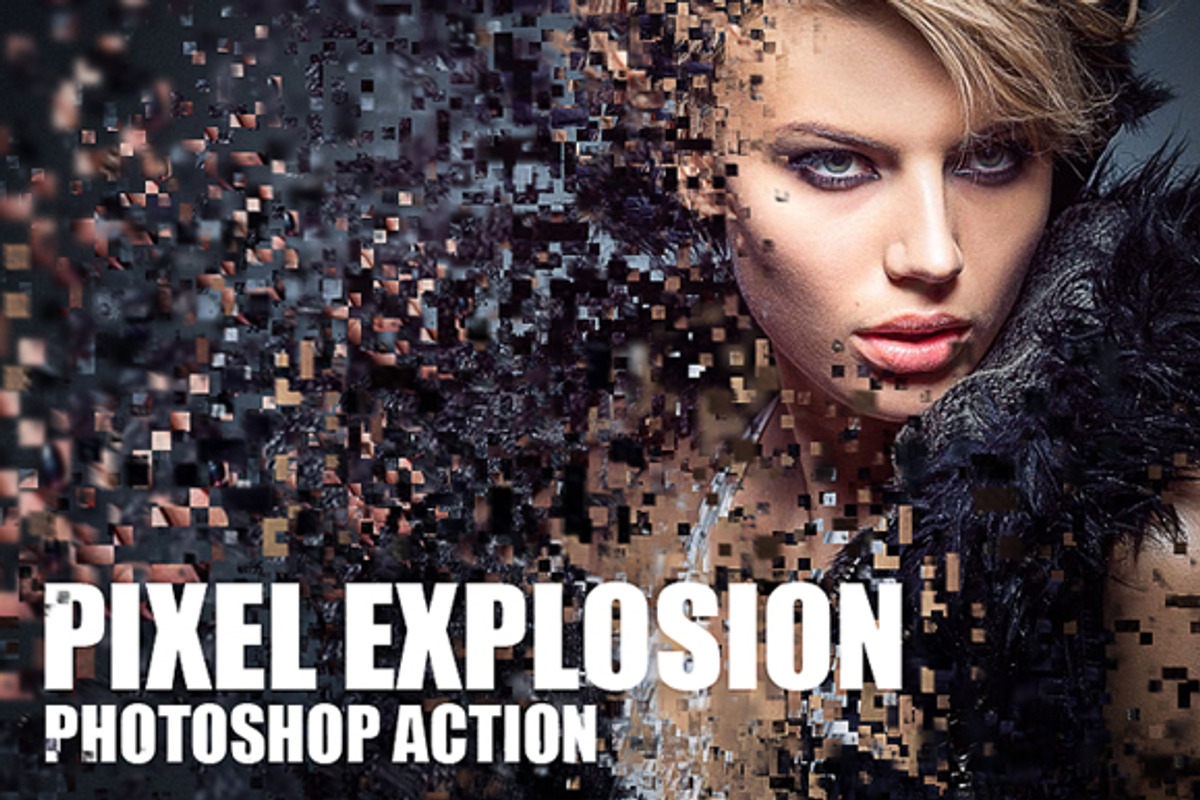 Pixel Explosion Photoshop Action, an Action Add-On by psddude