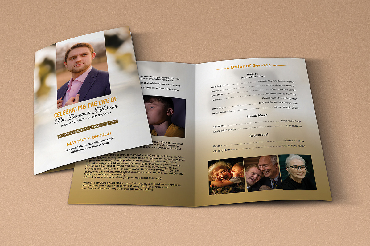 Elegant Funeral Program Template, a Brochure Template by retrographix