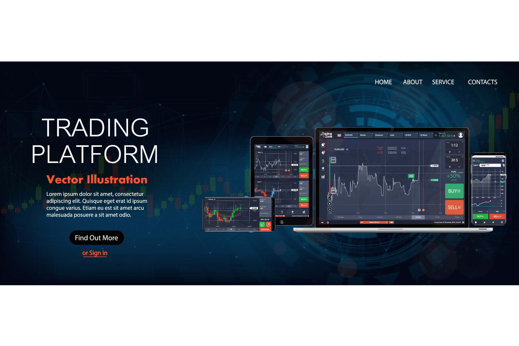 Mock-up Trading Platform(Collection), an UI Kit Template by SergeyBitos