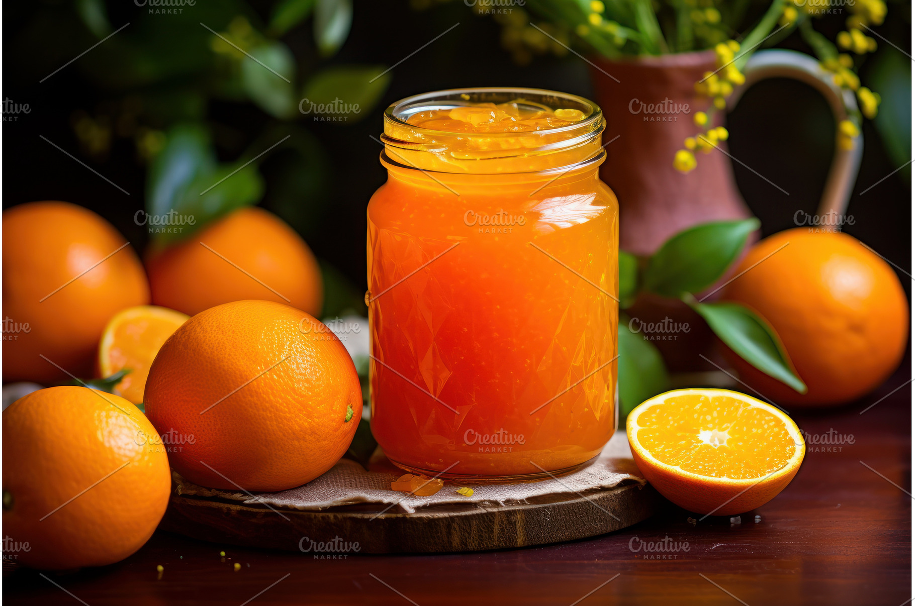 Compact Orange jam jar. Generate Ai, a Food & Drink Photo by Ylivdesign