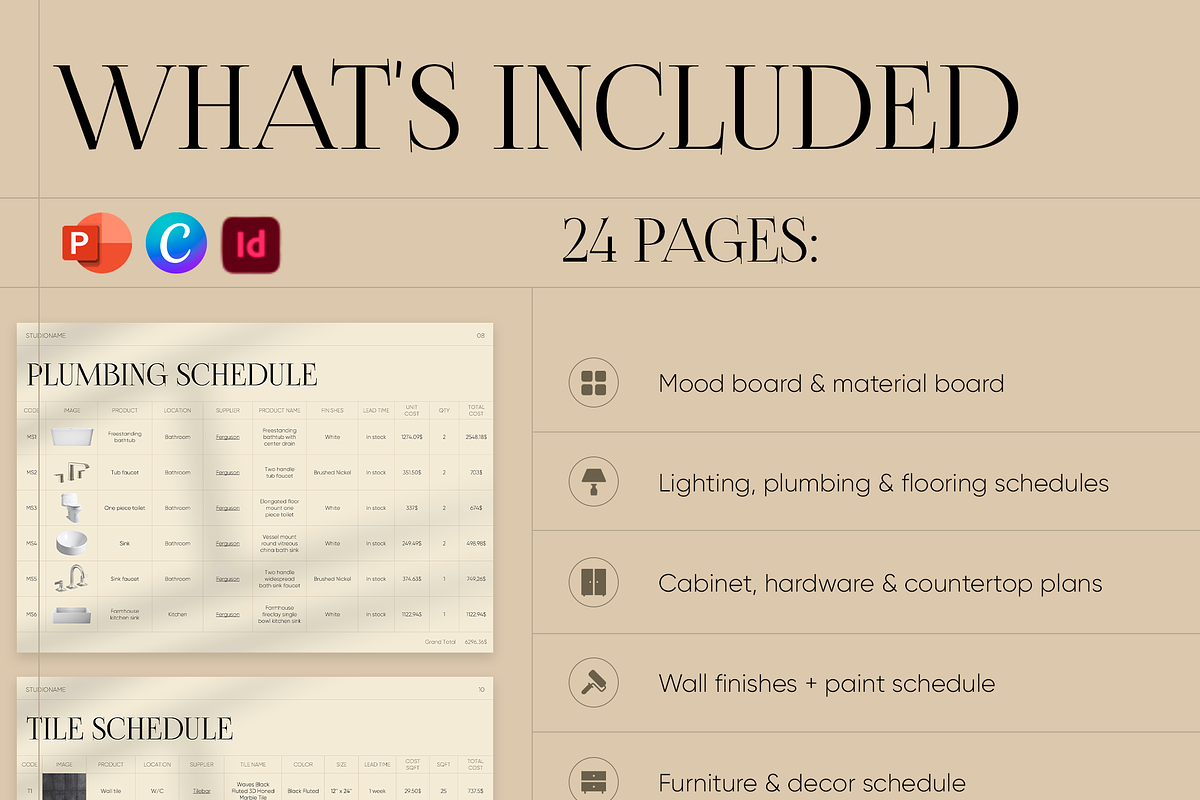 F&E Schedule Interior Template, a Presentation Template by Trendingdigital