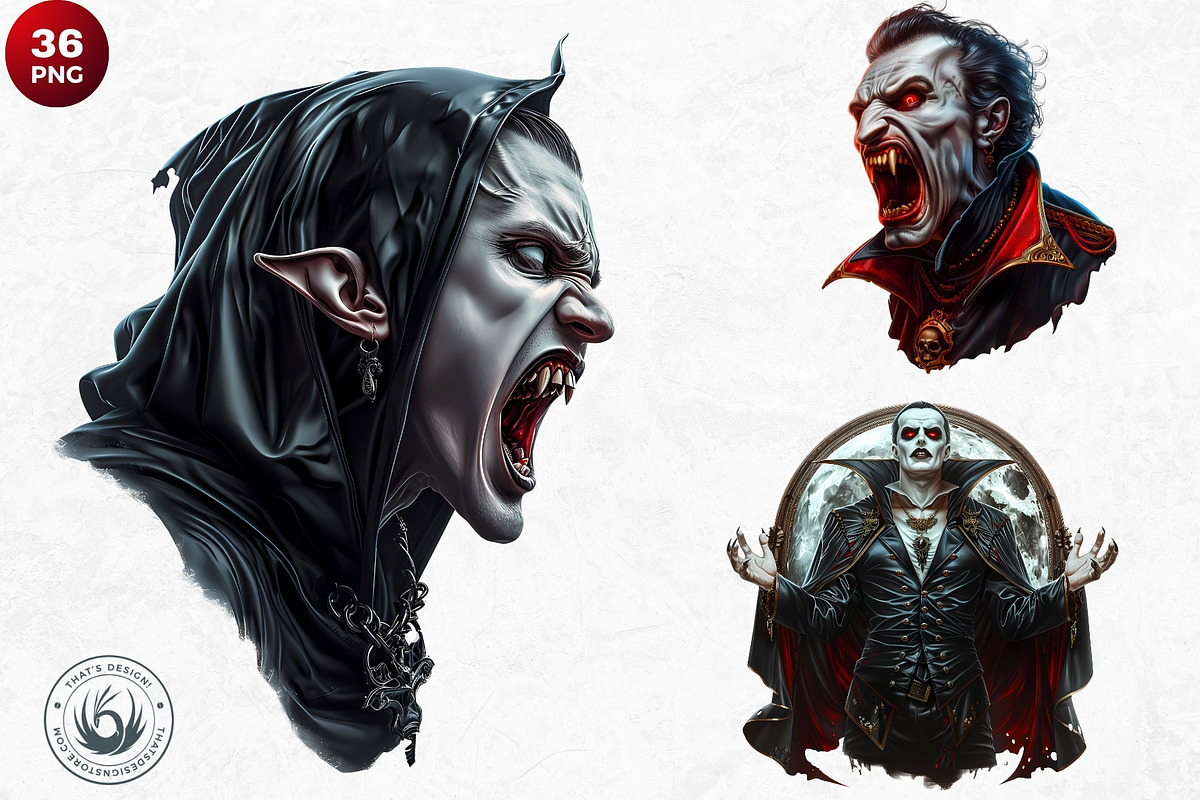 Dracula Vampire Clipart Set, a Person Illustration by ThatsDesign Art