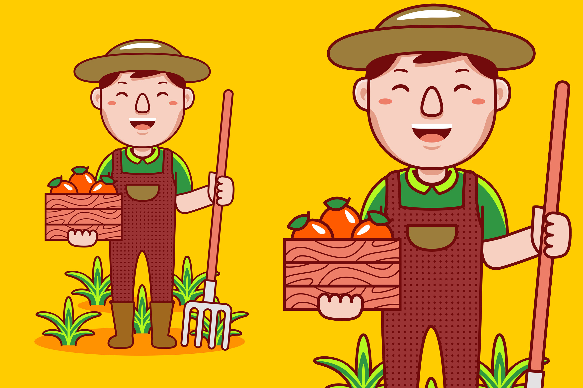 Man Farmer Profession Cartoon Vector, a Food Illustration by MEDZ