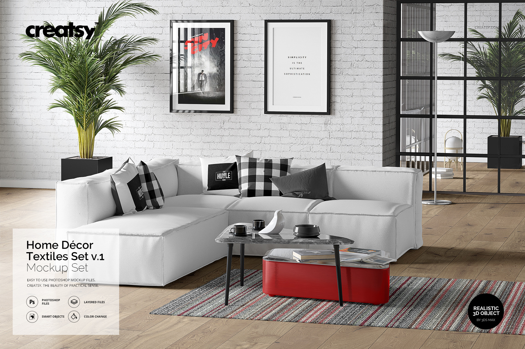 Home Décor Textiles Mockup v.1, a Household Mockup by creatsy2