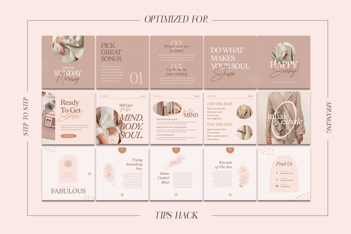 Wellness Carousel Instagram CANVA PS, a Social Media Template by Eviory