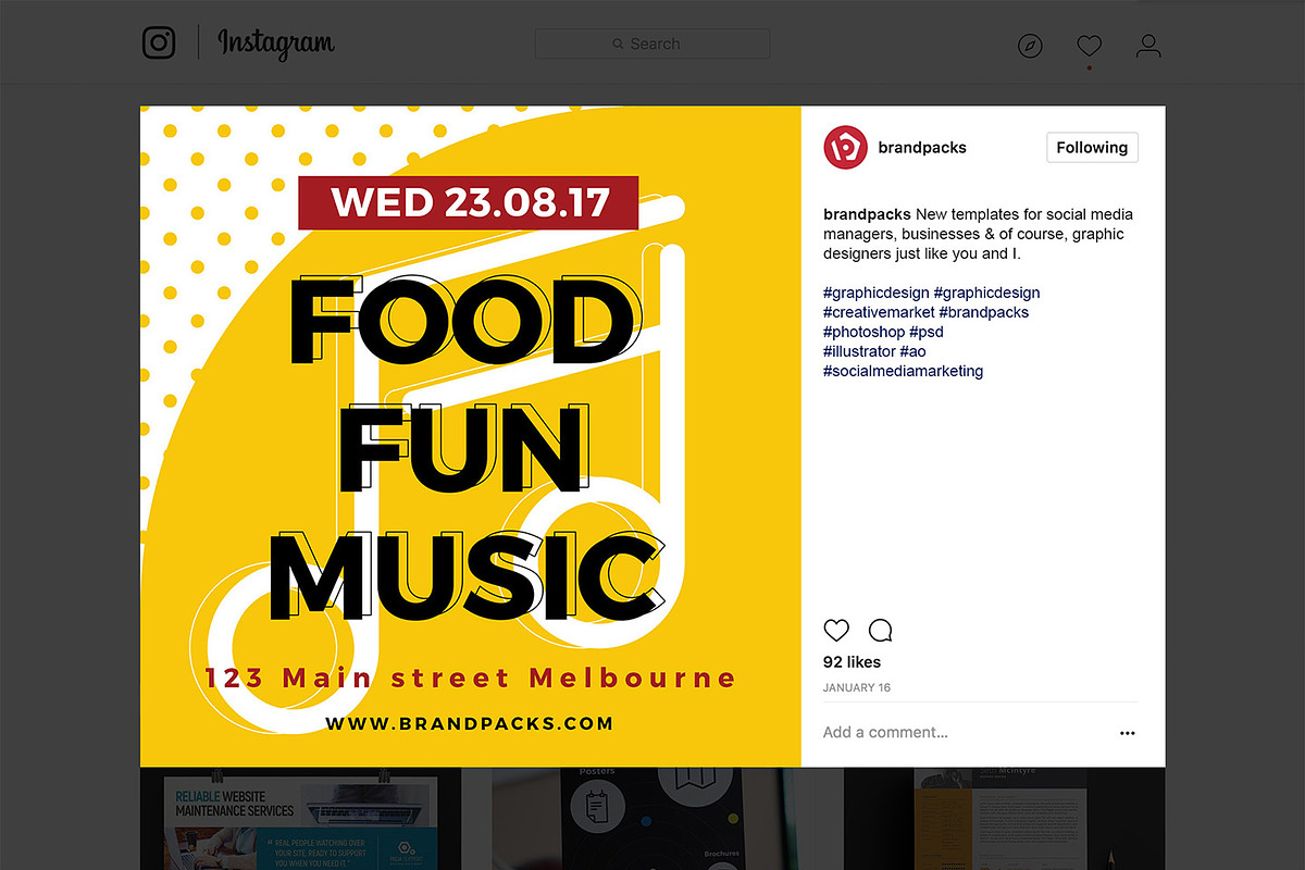 Food Truck Social Media Templates, a Social Media Template by BrandPacks