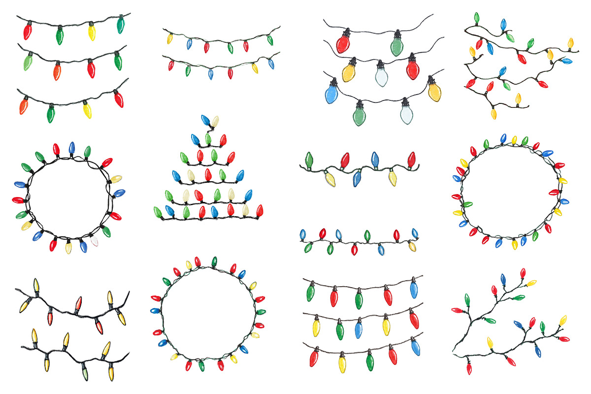 Christmas Lights Sublimation Clipart, an Illustration by Designworld