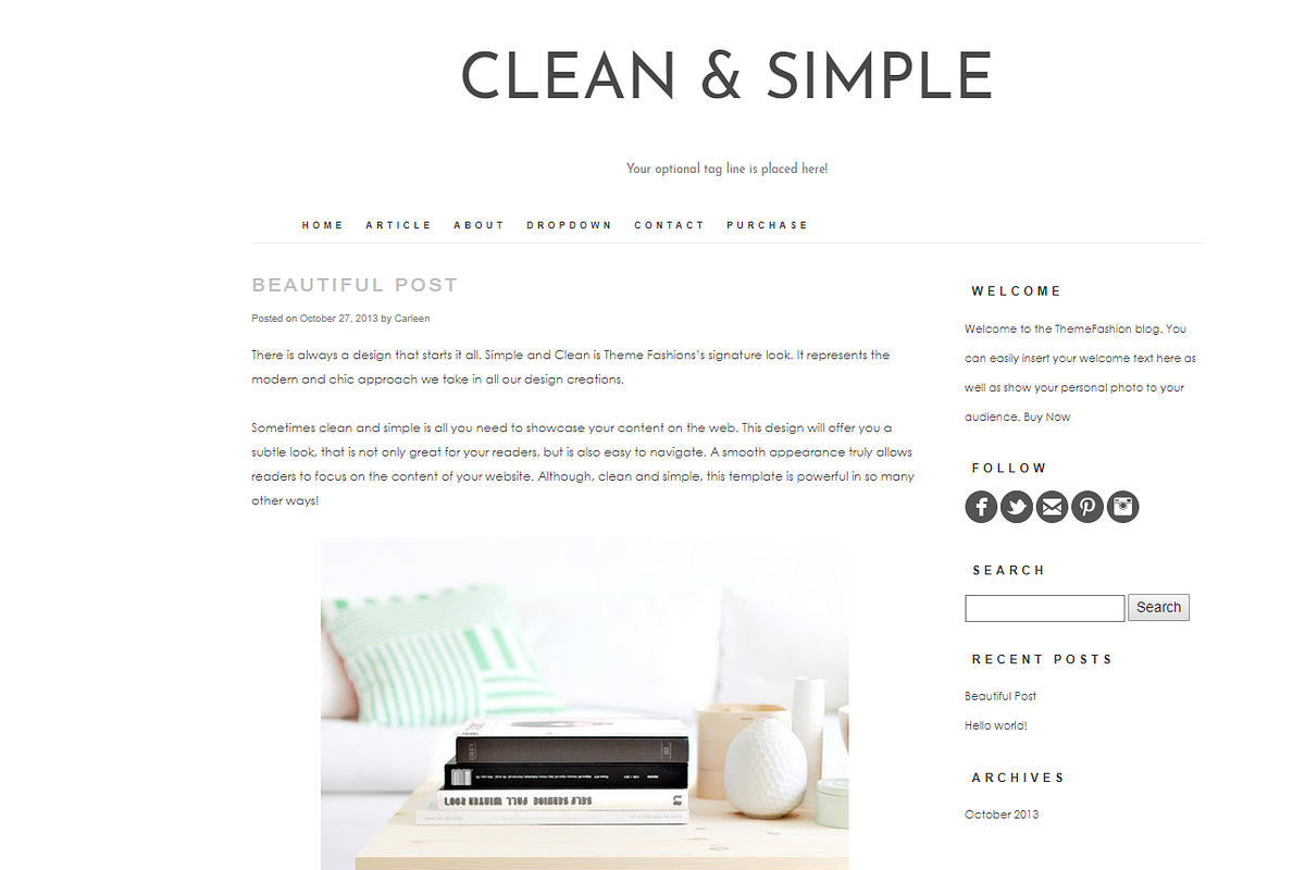 Wordpress theme - Clean and Simple, a WordPress Template by Theme Fashion