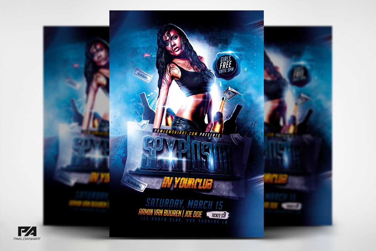 Sexplosion Party Flyer Template, a Flyer Template by PawlowskiArt