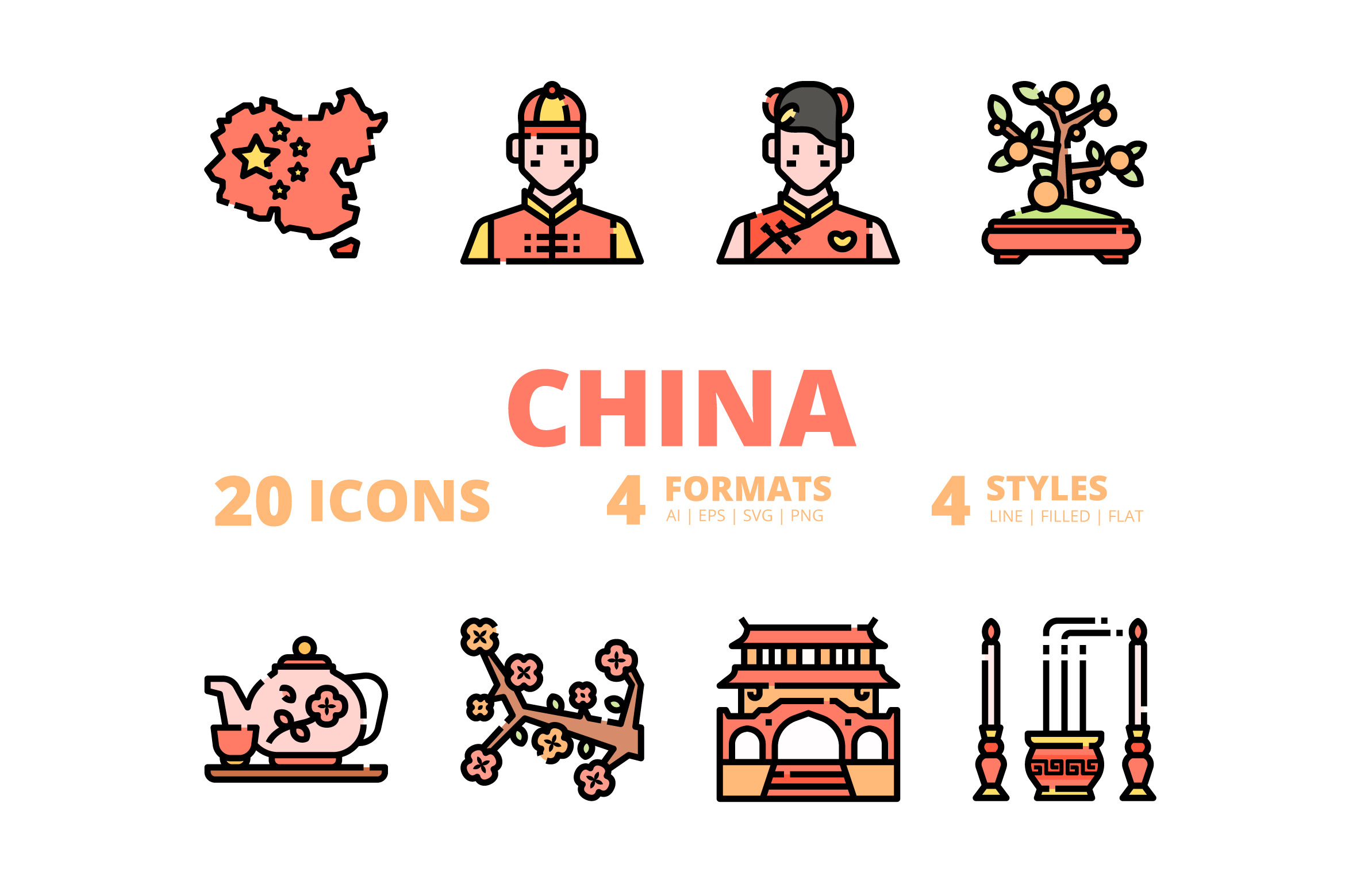 CHINA ICONS PACKS, a Solid Icon by LINECTOR | Creative Market