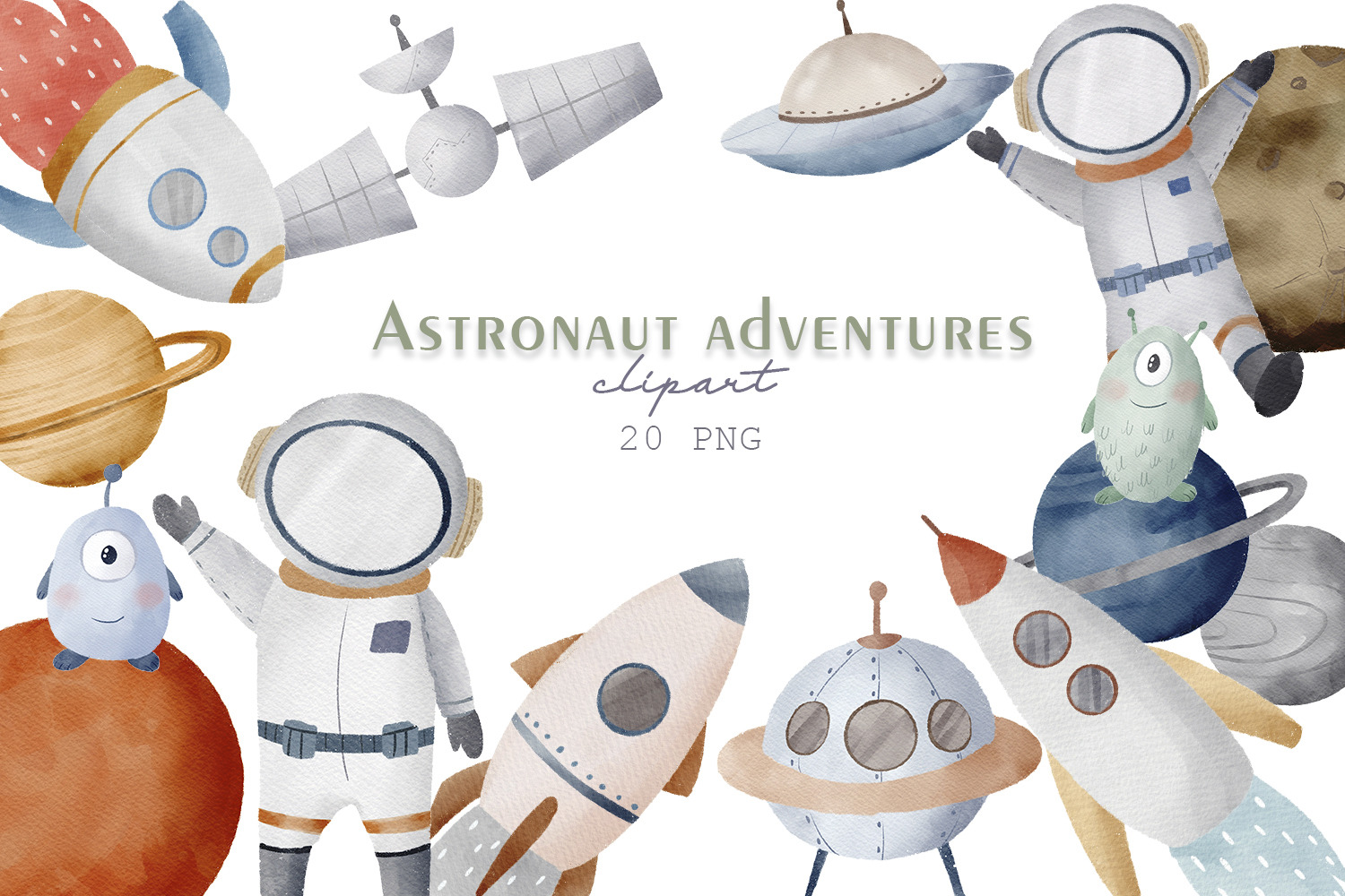 Watercolor astronaut clipart PNG, an Illustration by SleptArt