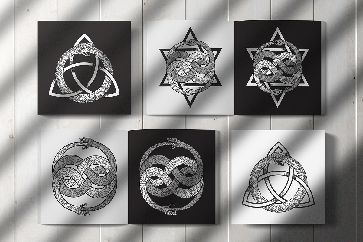 Snake Cult vector elements, an Illustration by Croisy