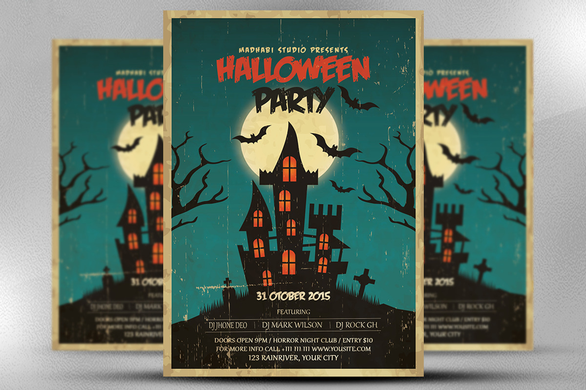 Vintage Halloween Party Flyer, a Flyer Template by Madhabi Studio