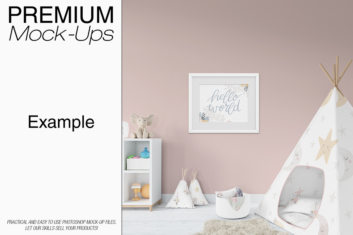 Kids Wigwam, Wall & Frames Mockups, a Product Mockup by mock-ups