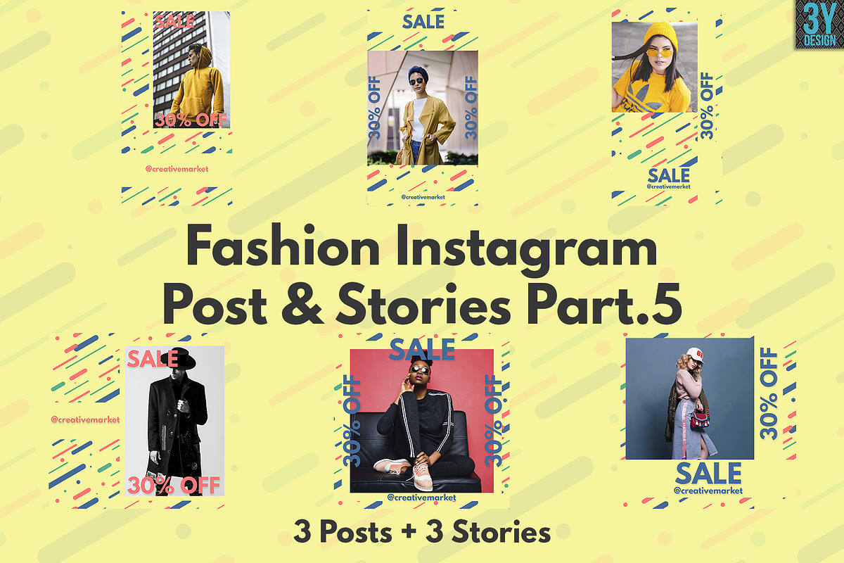 60 Instagram Posts & Stories Bundle, a Social Media Template by 3Y_Design