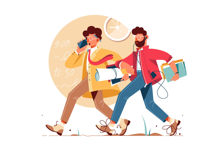 Businessmen go to work, late person, a Finance Illustration by Evanat ...