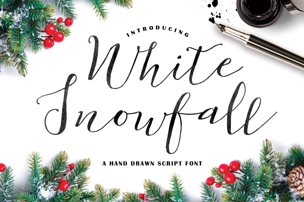 White Snowfall Script Font, a Script Font by Creativeqube Design | Creative Market