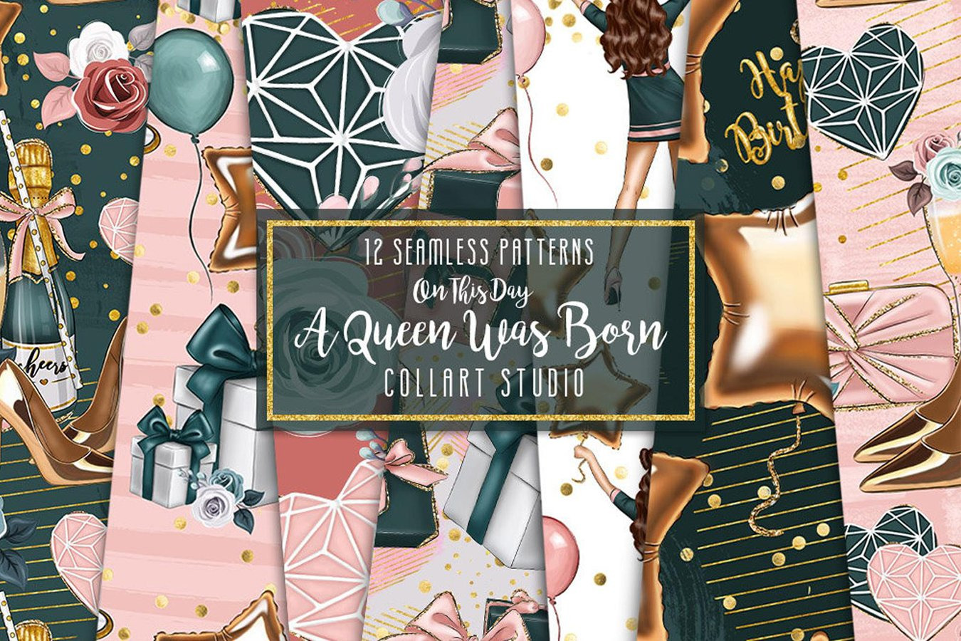 Birthday digital paper, party papers, a Pattern Graphic by Collart Studio