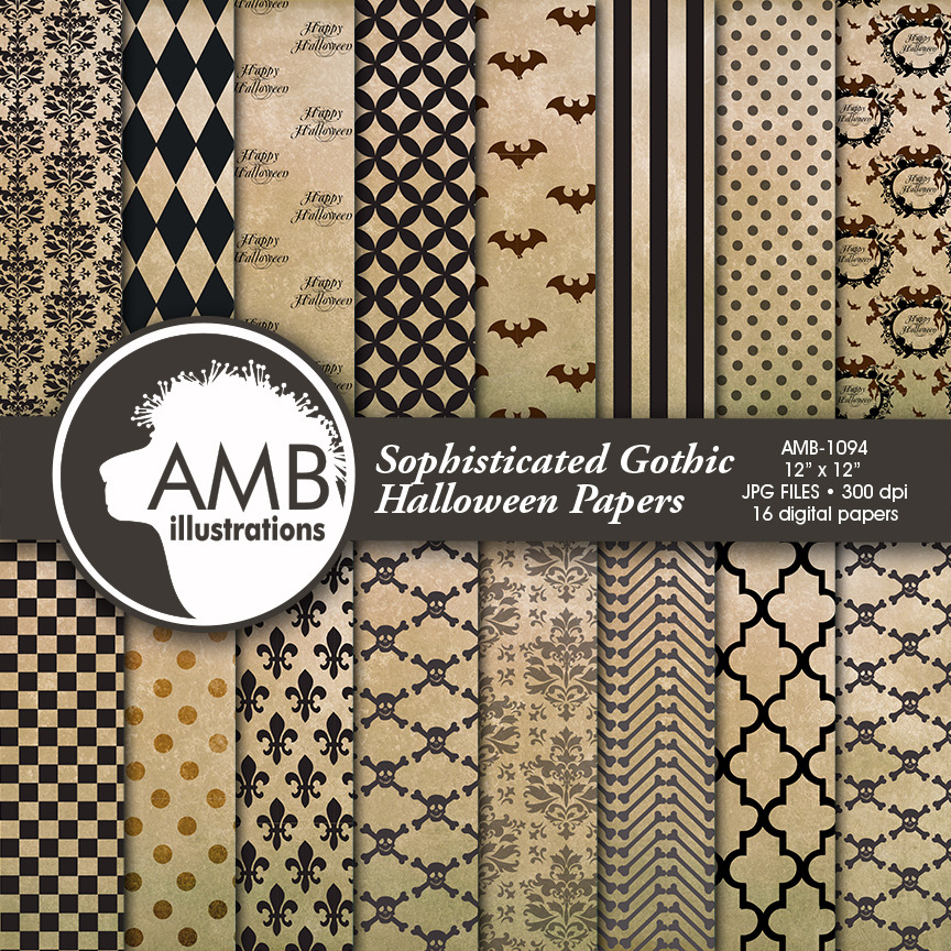 Gothic Halloween Digital Papers 1094, a Pattern Graphic by AMBillustrations