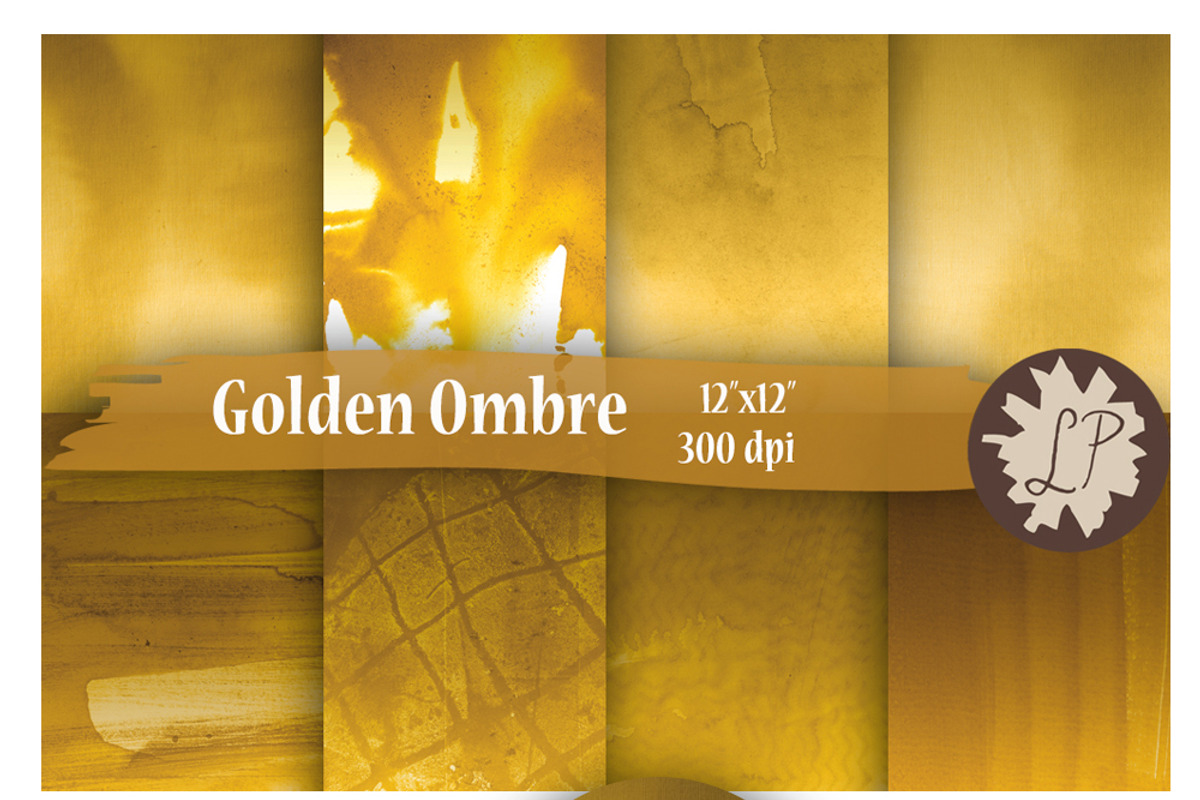 Gold Ombre Printable Papers, a Pattern Graphic by Liz Plummer