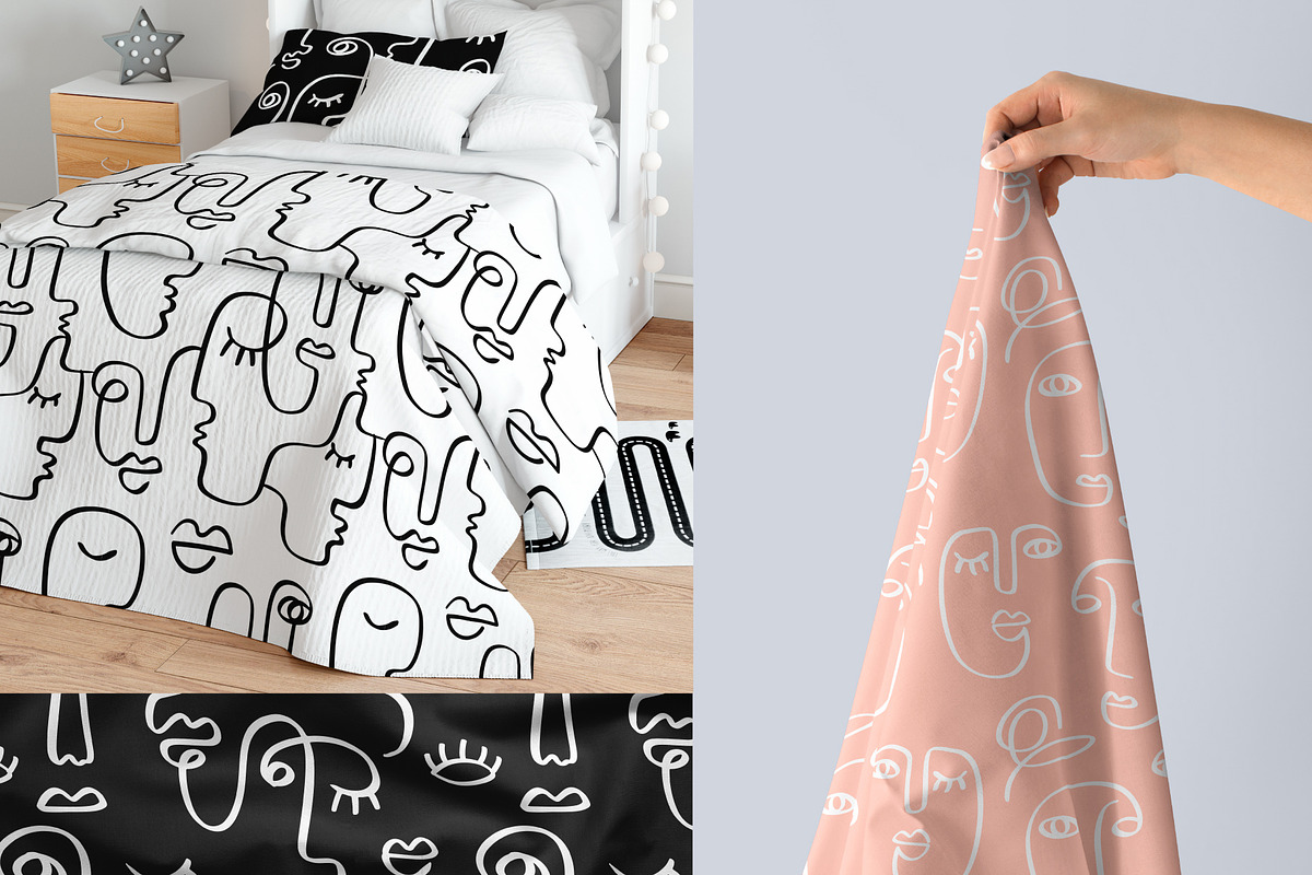 One Line Vector Seamless Patterns, a Pattern Graphic by Katrinelly