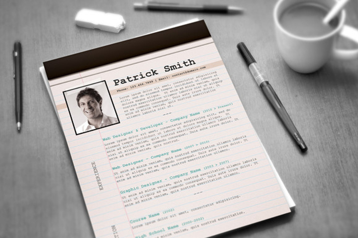 Notepad Style Resume, a Resume Template by Visual Impact