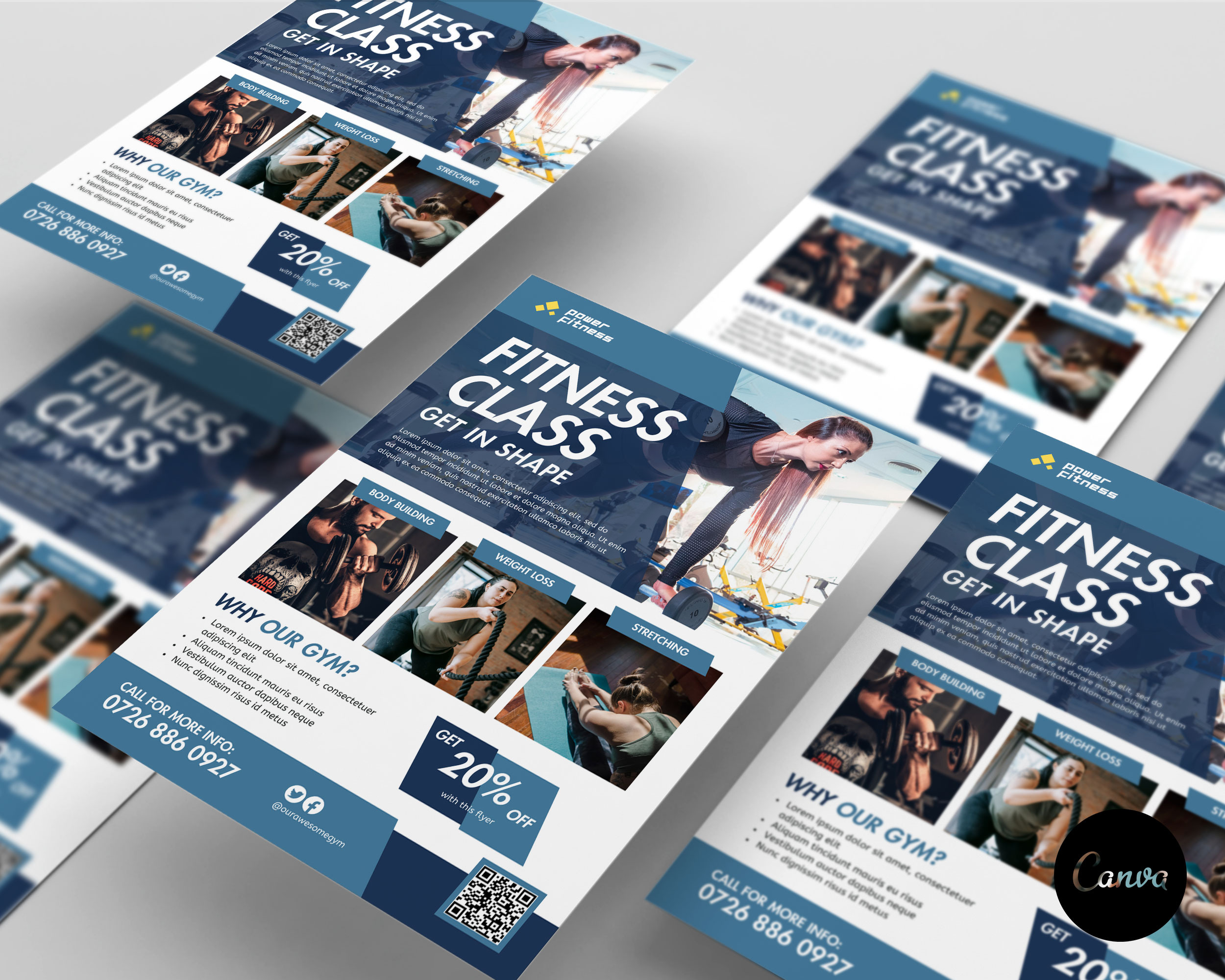 Canva Fitness Class Flyer Template, a Flyer Template by Templates by Louu