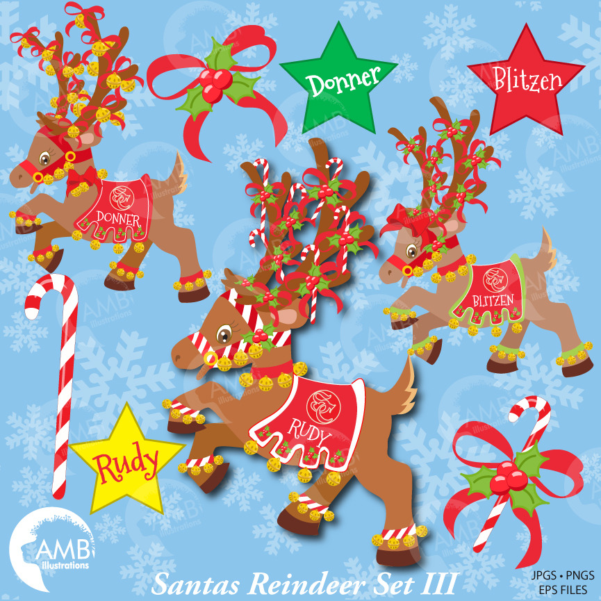Christmas Reindeer Clipart 3, 385, an Illustration by AMBillustrations