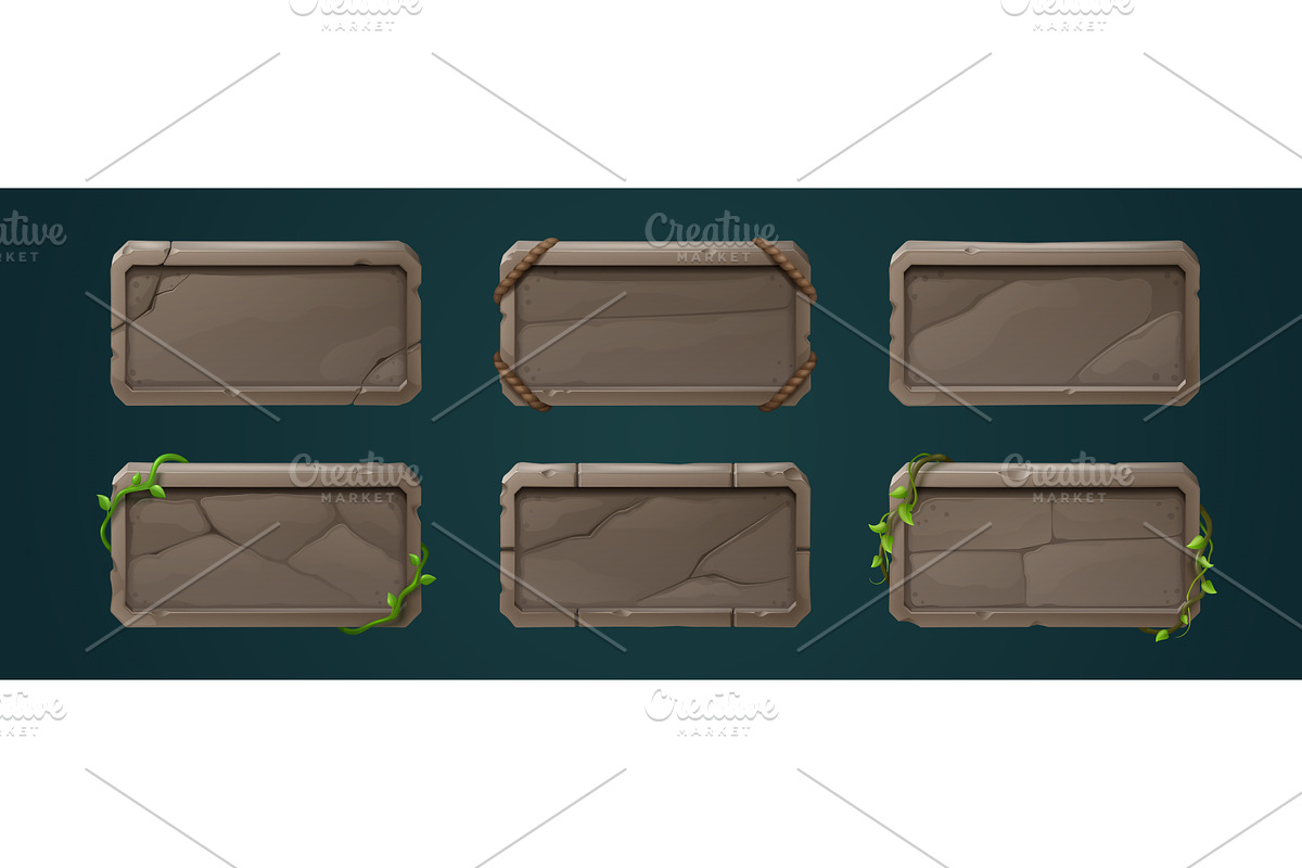 Game stone buttons, rectangular ui, a Texture Illustration by art PVP ...