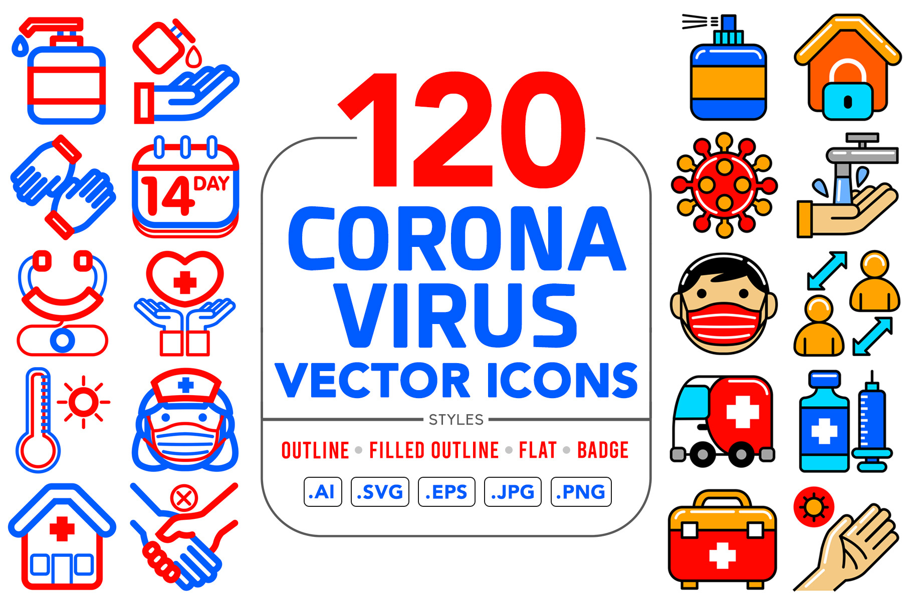 Coronavirus Vector Icons, an Outline Icon by MEDZ