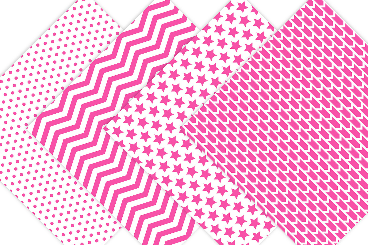 Hot Pink Digital Paper Pack, a Pattern Graphic by Leska's Digitals