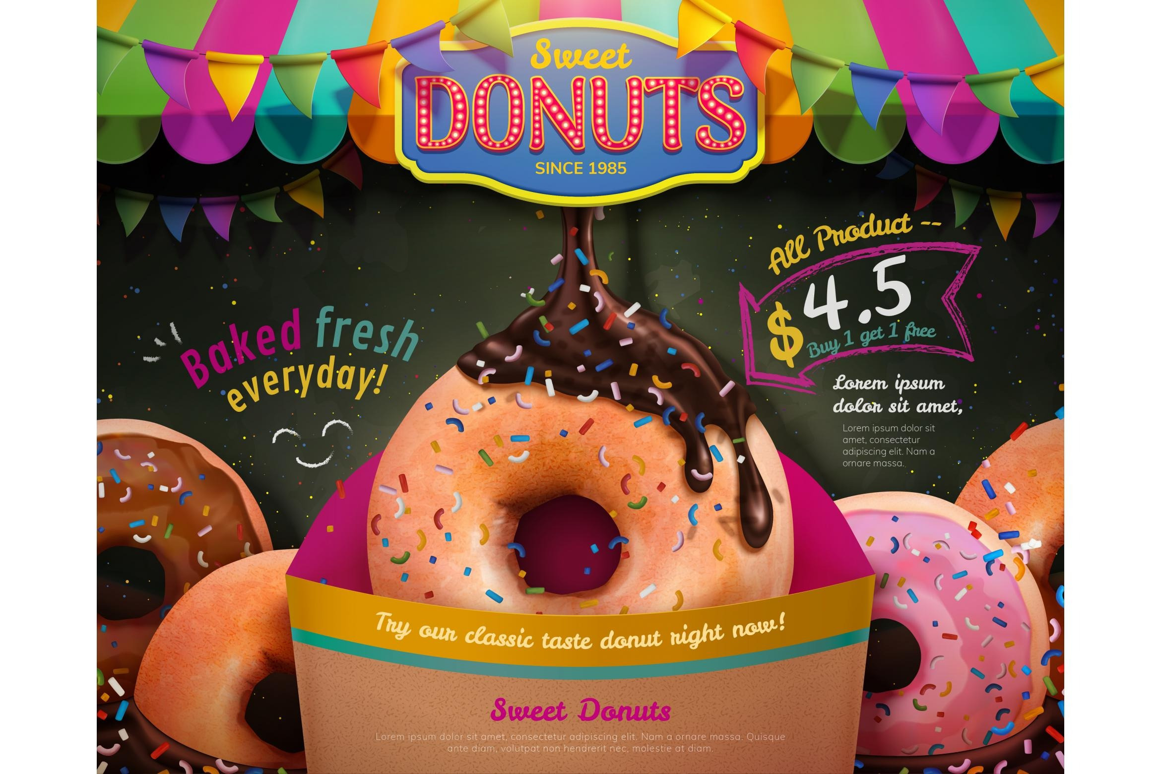 Delicious donuts ads, a Flyer Template by TotallypicRF