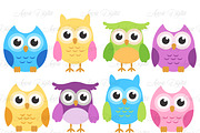 Colorful Owls - Cute bird Clip art, an Animal Illustration by Avenie ...