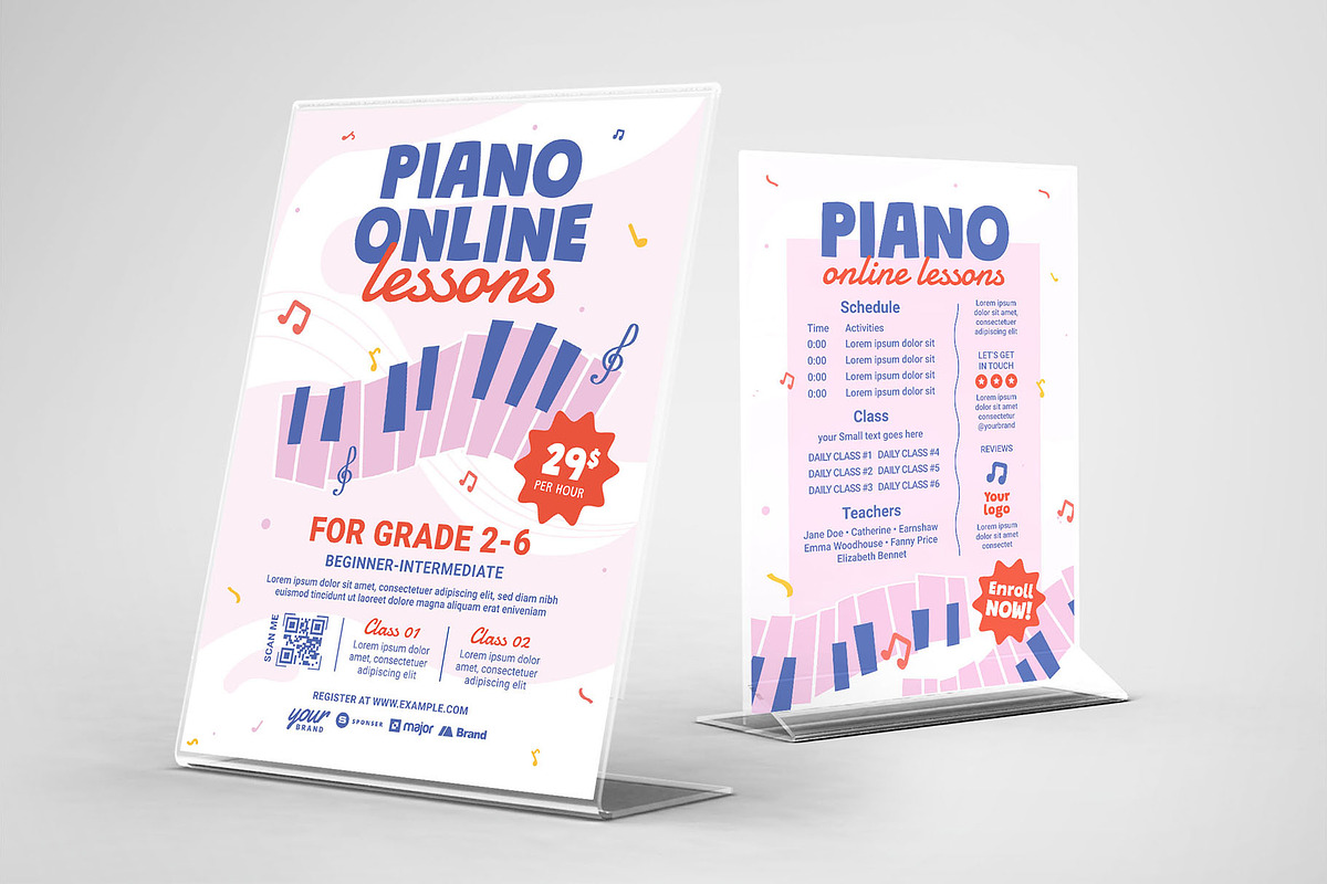 Piano Lessons Flyer Template, a Flyer Template by BrandPacks