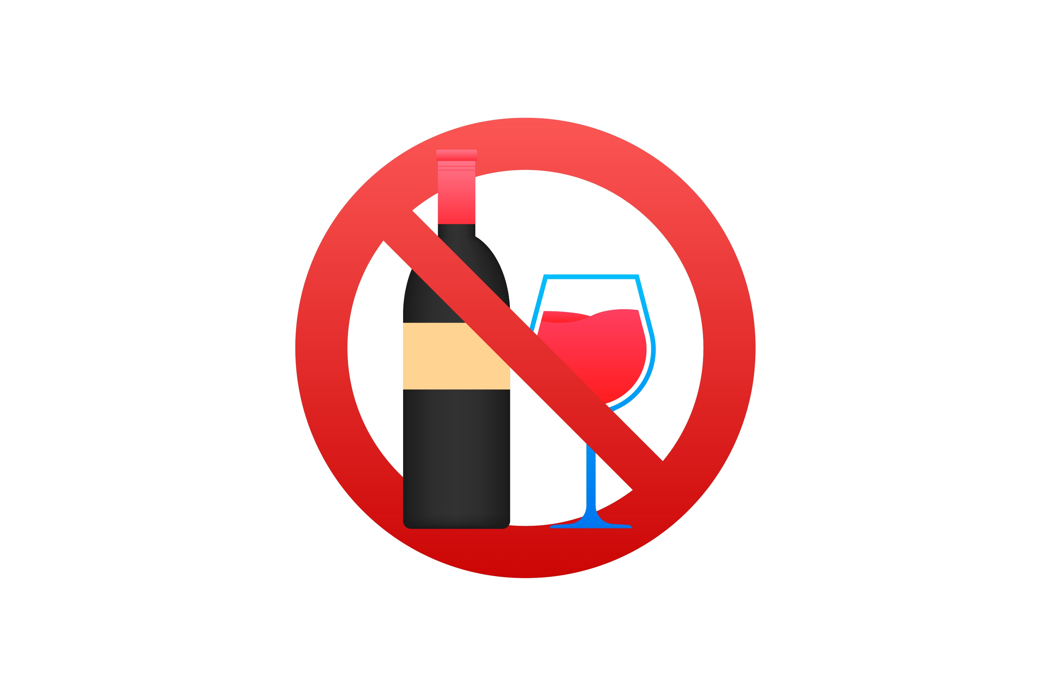 Icon with black no wine on white, a Food Illustration by DG-Market