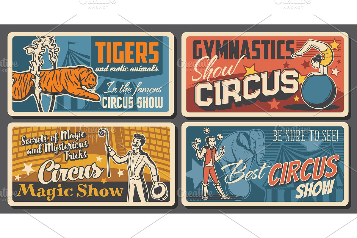 Circus artists and performers, an Animal Illustration by Vector Tradition