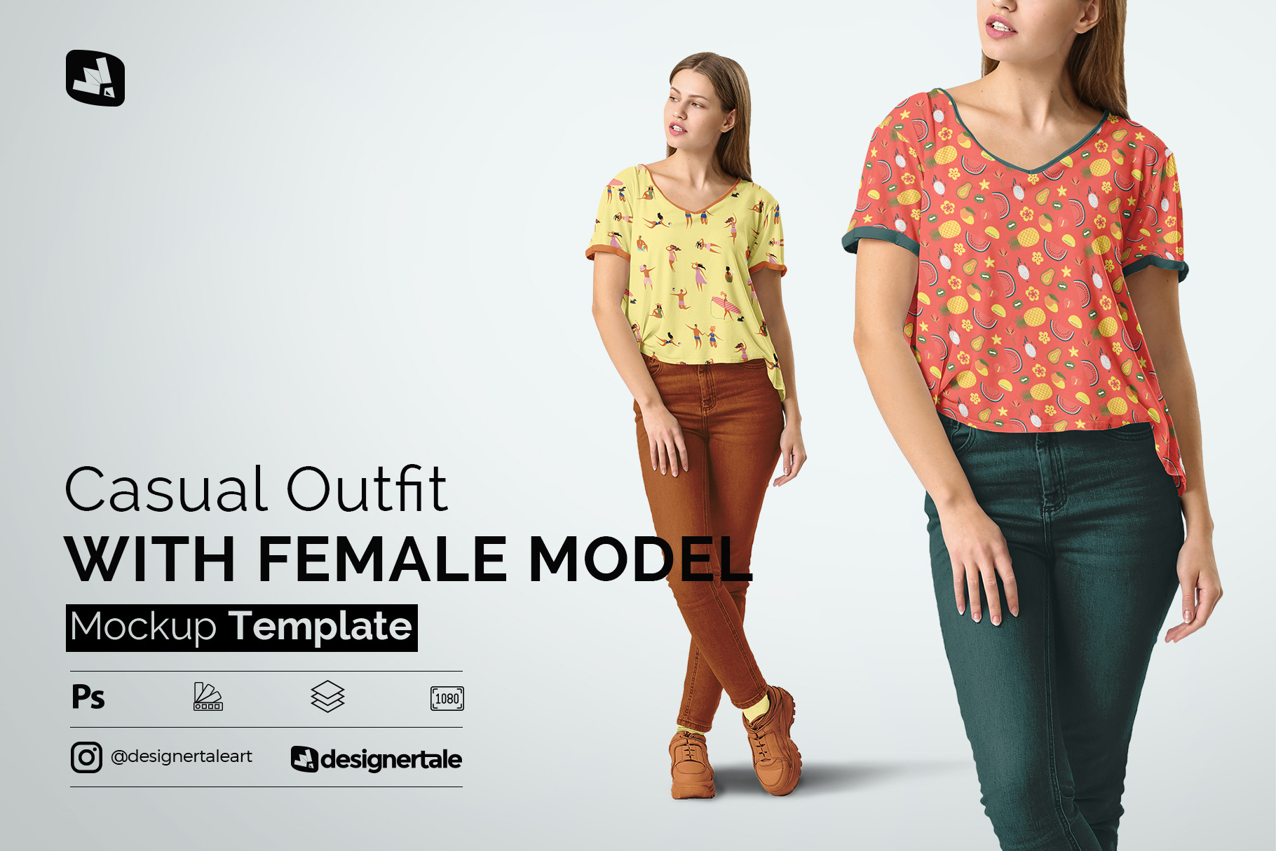 Casual Outfit With Female Model, an Apparel Mockup by Designertale