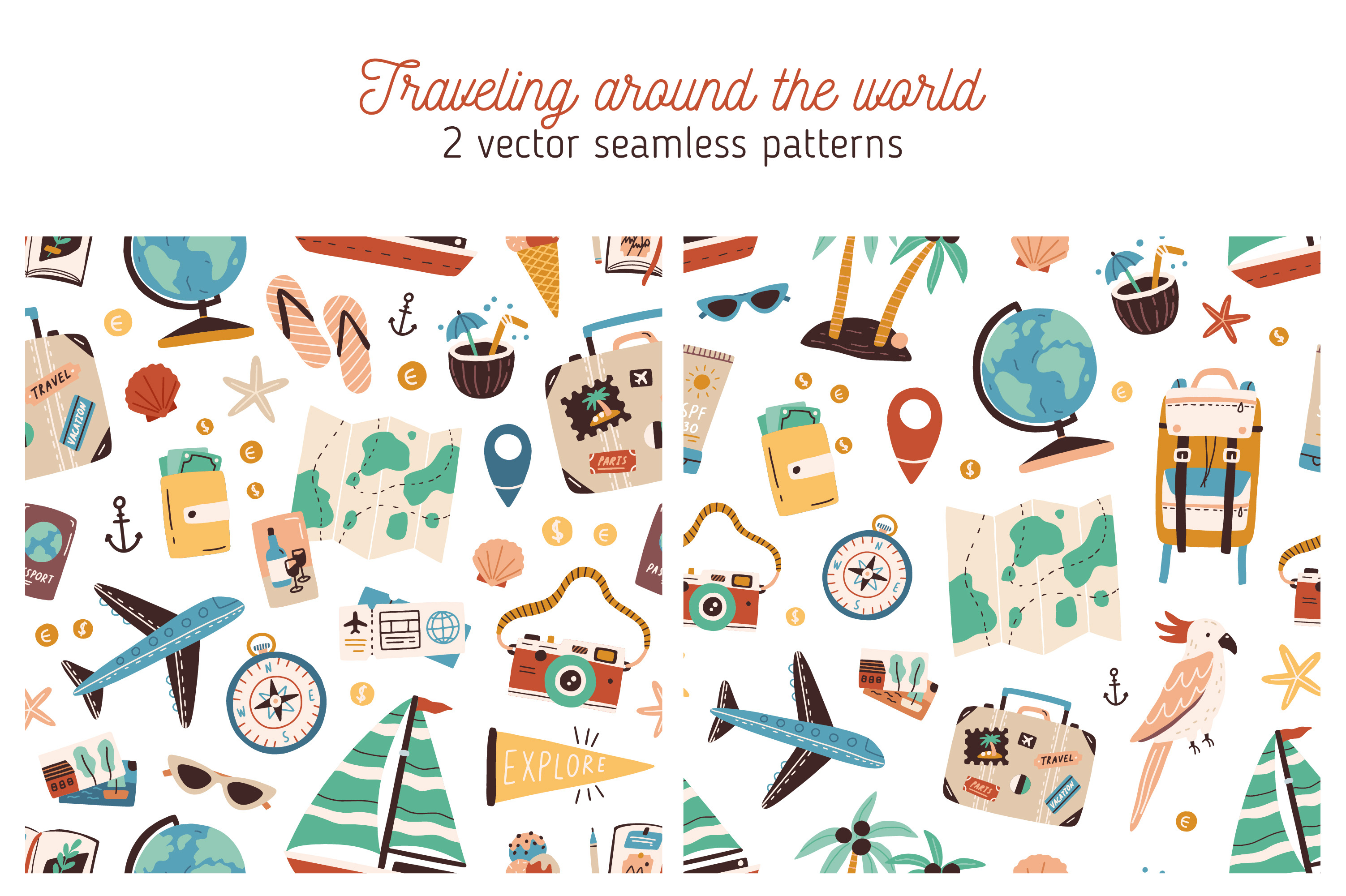 Tourism and travel seamless pattern, a Pattern Graphic by Good Studio