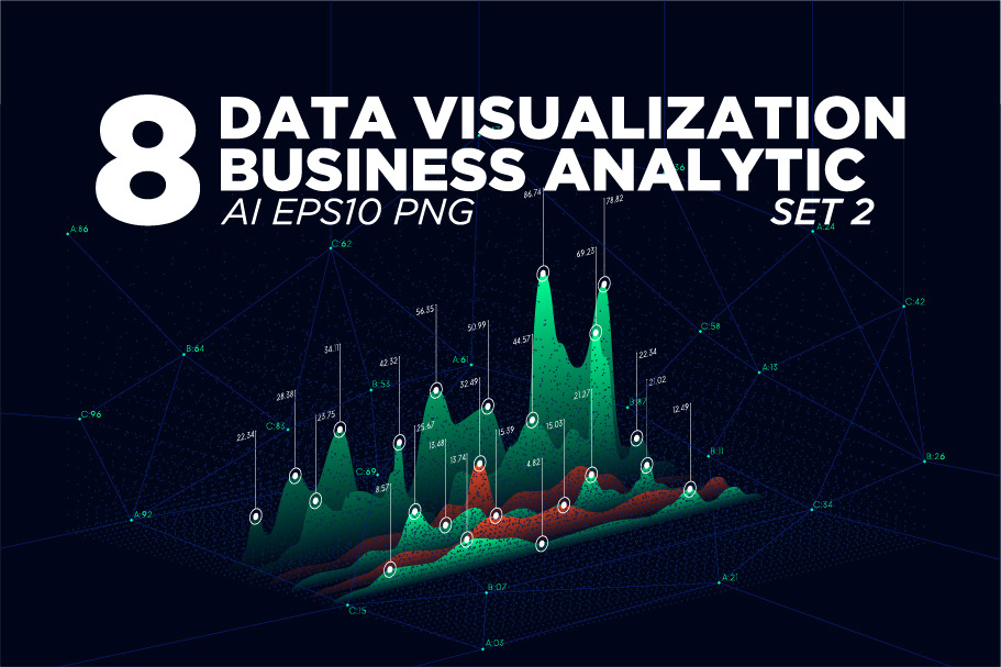 8 Data visualization background, a Finance Illustration by MaximGertsen
