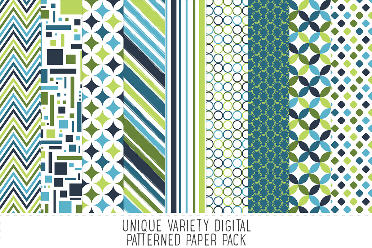 Blue & Green Digital Patterns, a Pattern Graphic by Angie Sandy