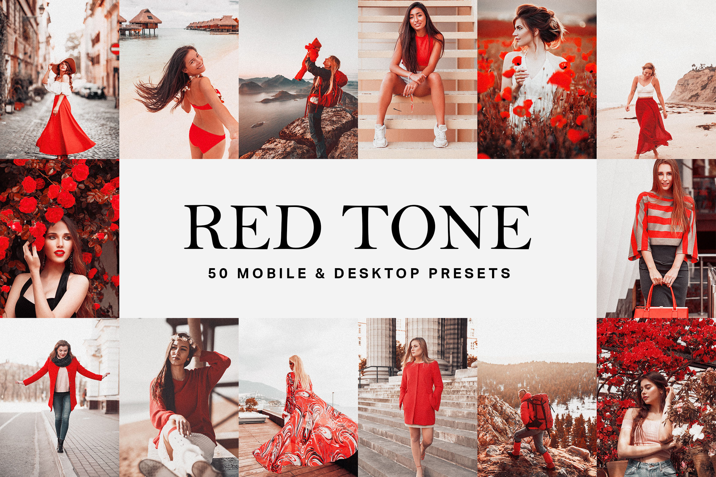 50 Red Tone Lightroom Presets LUTs, a Preset Add-On by SparkleStock