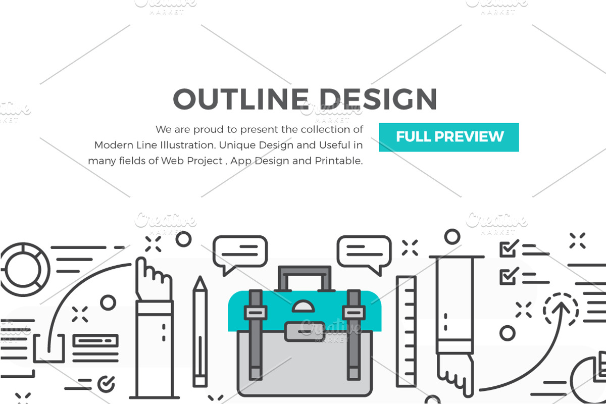 Modern Line Illustrations Collection, a Finance Illustration by ...