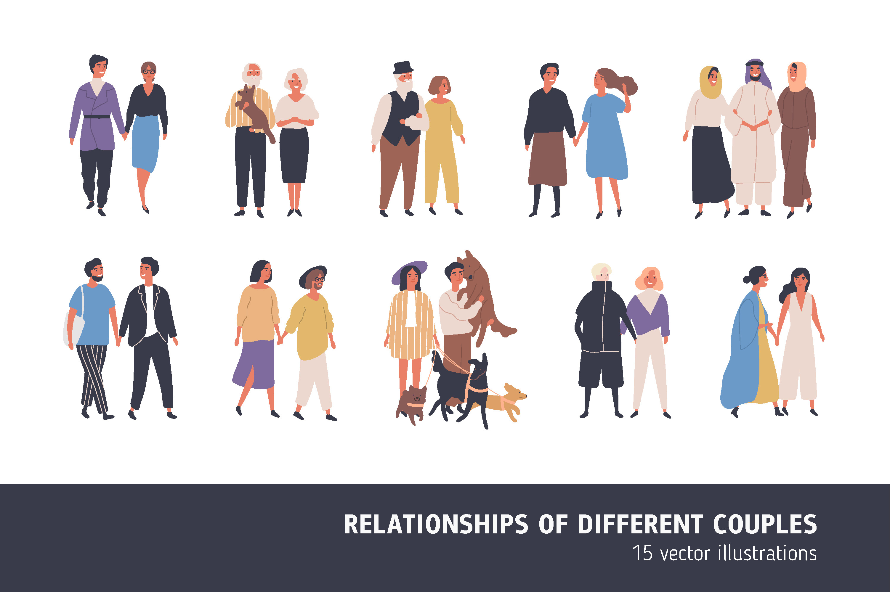 Different couples, an Animal Illustration by Good Studio