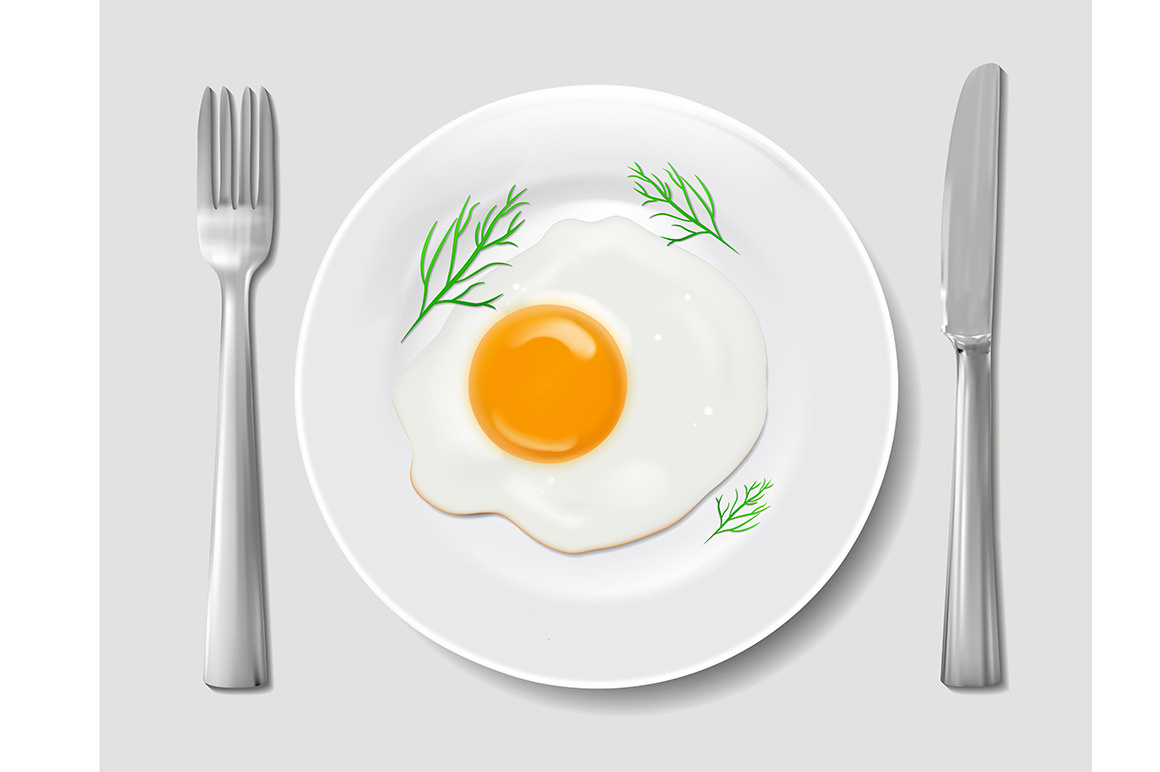 Realistic 3d Fried Eggs Set. Vector, a Food Illustration by Bigmouse ...