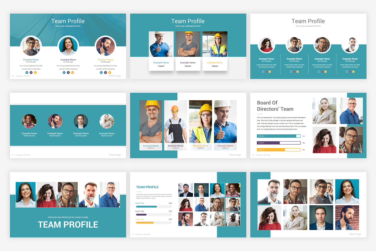 Team Profile PowerPoint Slides, a Presentation Template by SlideOne
