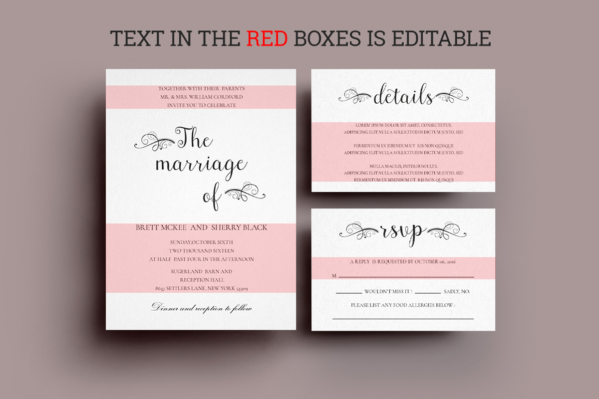 Wedding Invitation Set - IV, an Invitation Template by TemplateCrafts